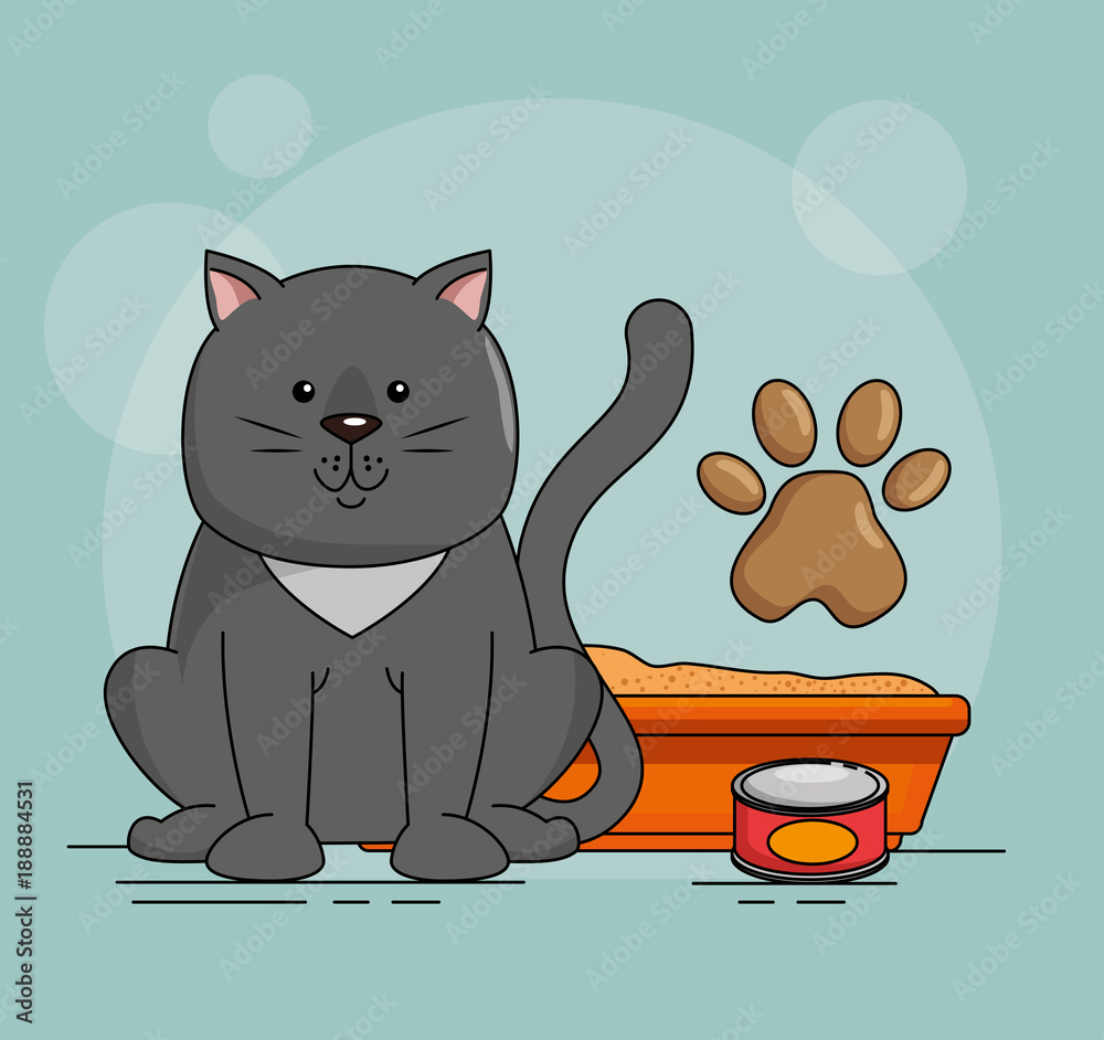 cute cat with sand vector illustration design Stock Vector | Adobe Stock