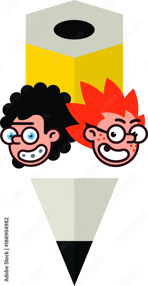 Cartoon characters geeks in a flat style. Vector image isolated on ...