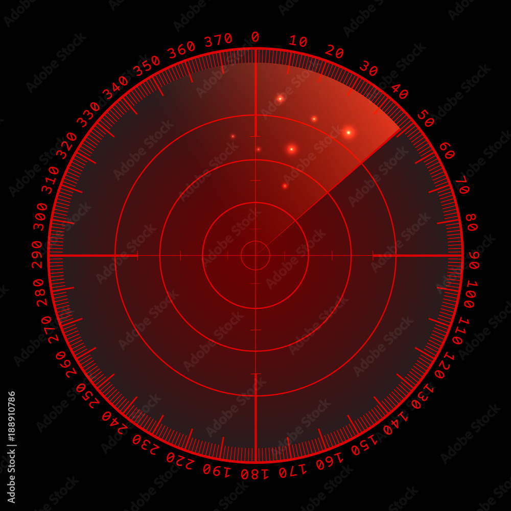 Military green radar screen with target. Futuristic HUD interface ...