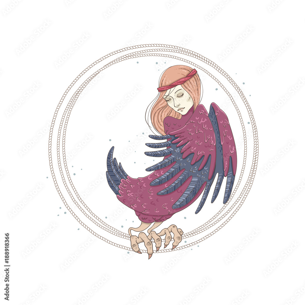 Sirin Bird. Mythological bird. Russian folklore. Isolated objects on ...