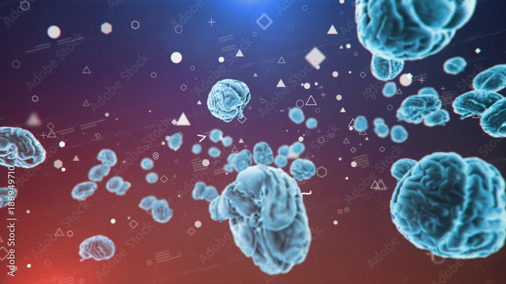 Artificial Intelligence. 3D Render. Artificial neural network. 3d brain ...