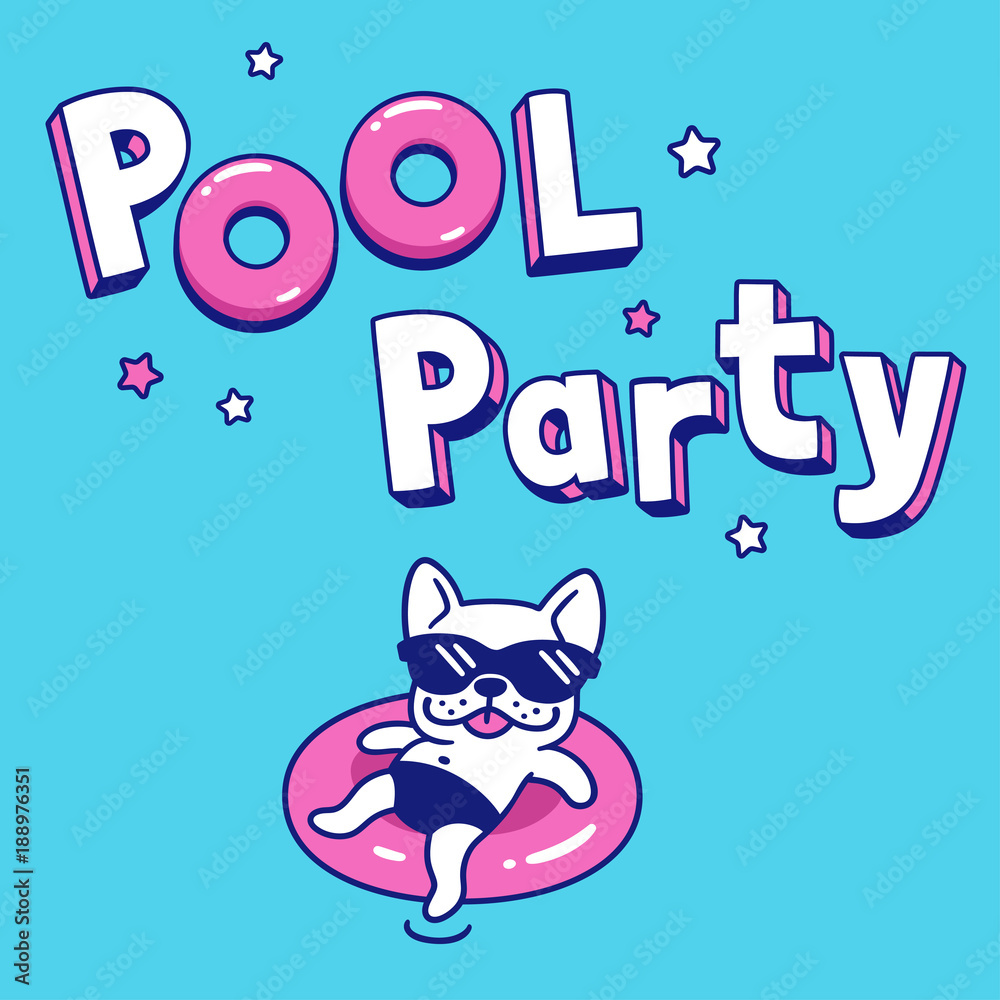 Pool party cartoon illustration Stock Vector | Adobe Stock