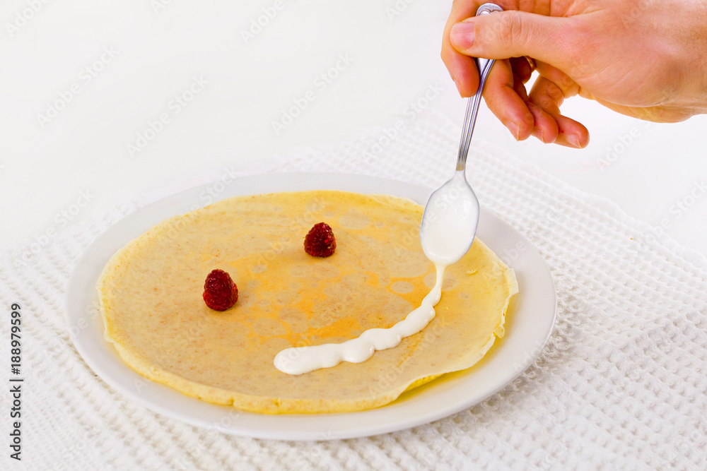 Smiley with Pancakes Stock Photo | Adobe Stock
