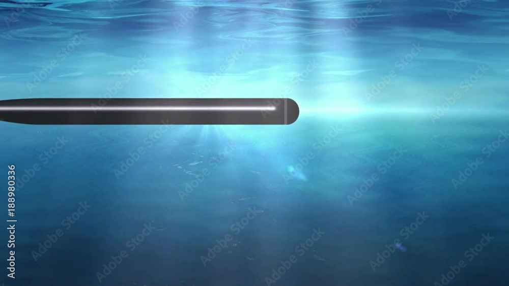animation of Torpedo - Side View. A torpedo launched from a submarine ...