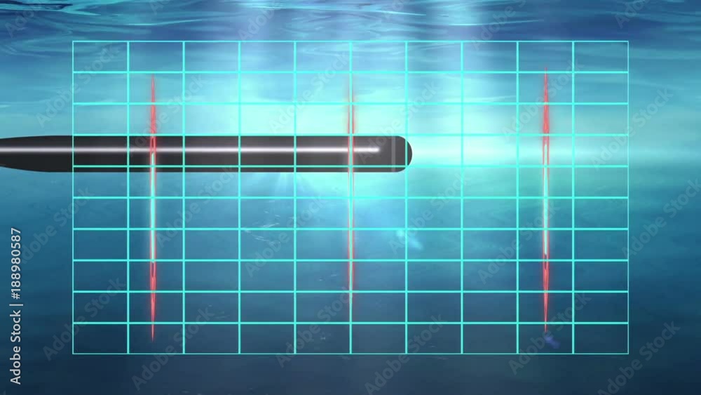 .animation of Torpedo with hud element - Side View. A torpedo launched ...