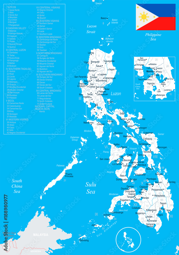 Philippines Map - detailed vector illustration Stock Vector | Adobe Stock