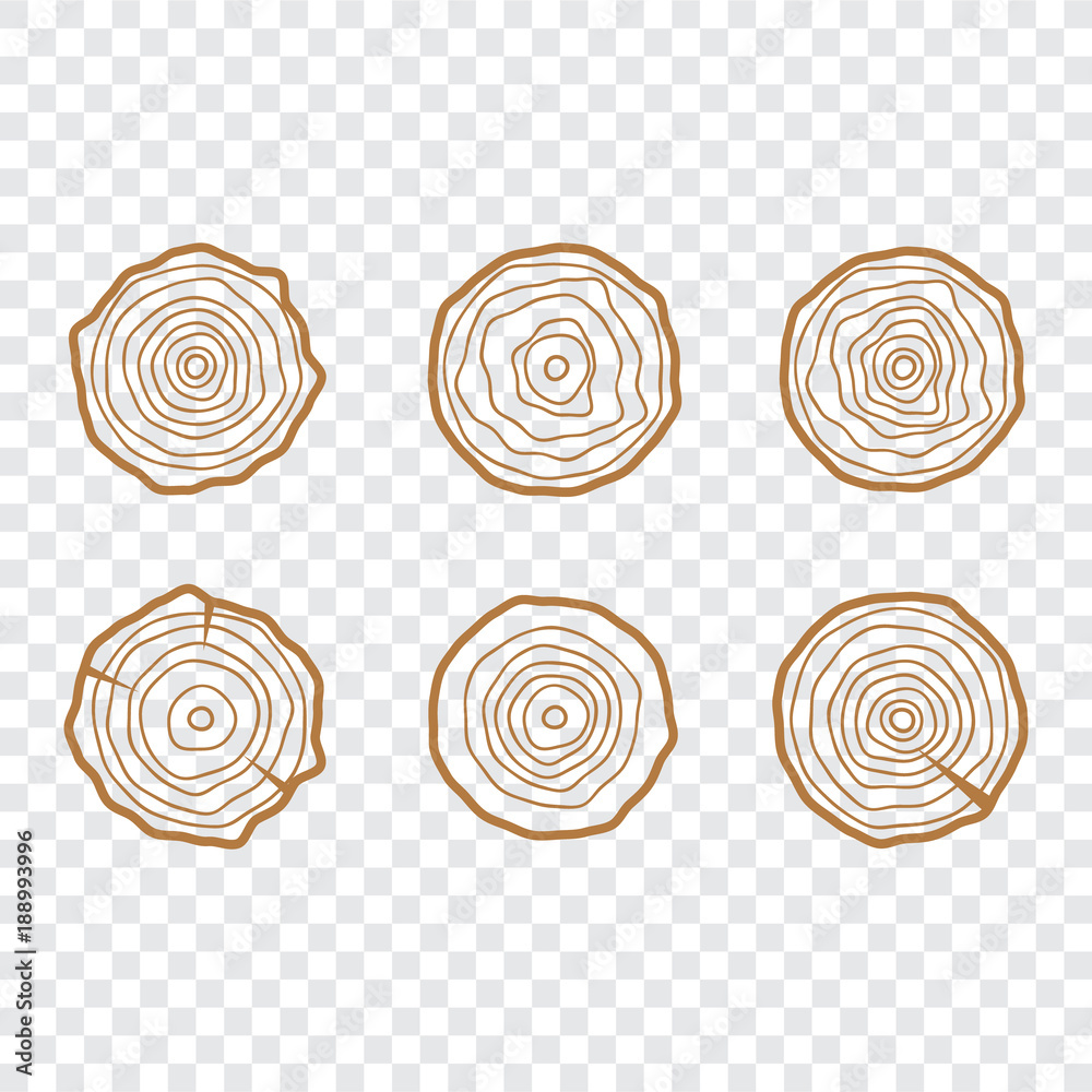 Tree rings icons vector illustration. Abstract age annual. Circle tree ...