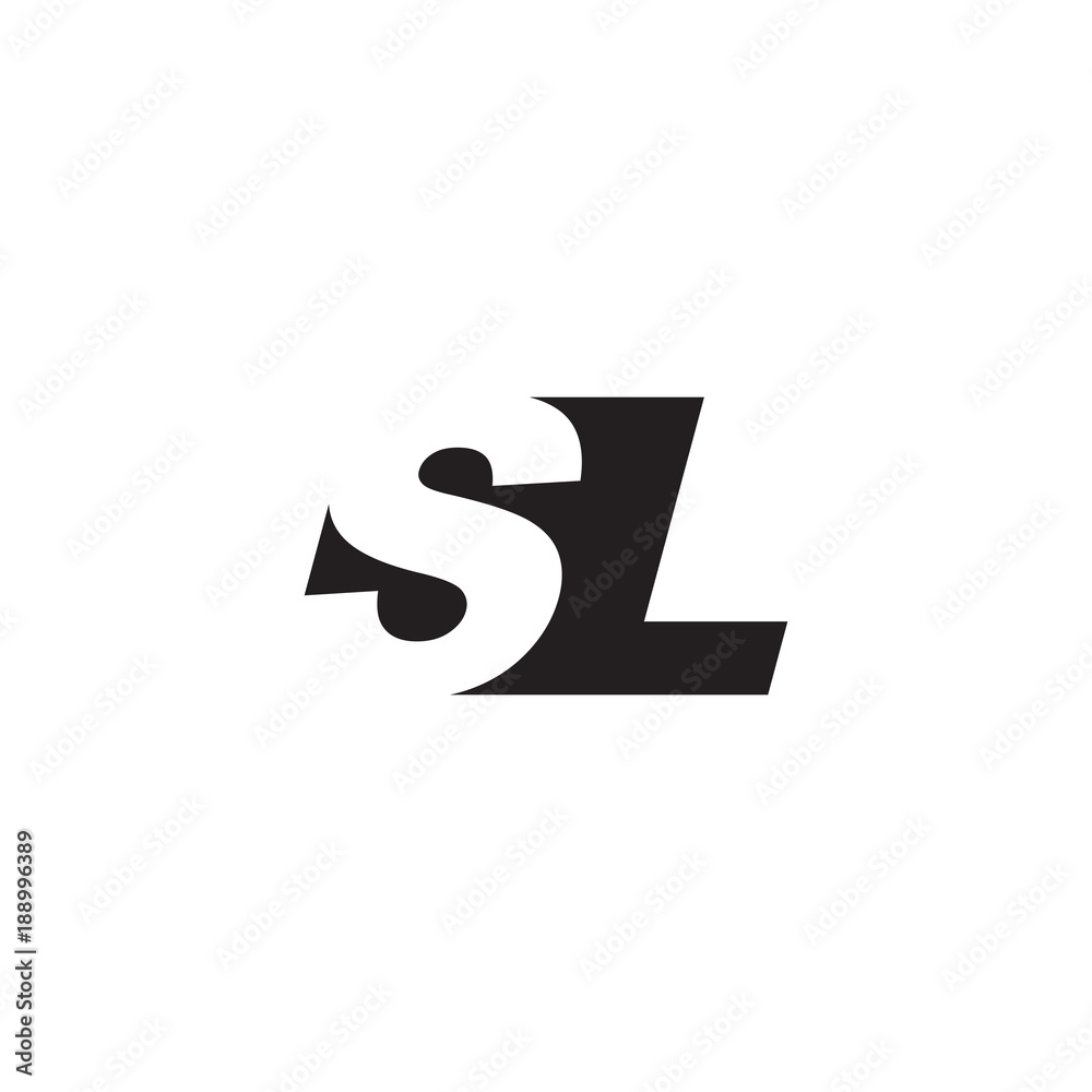Initial letter SL, negative space logo, simple black color Stock Vector ...