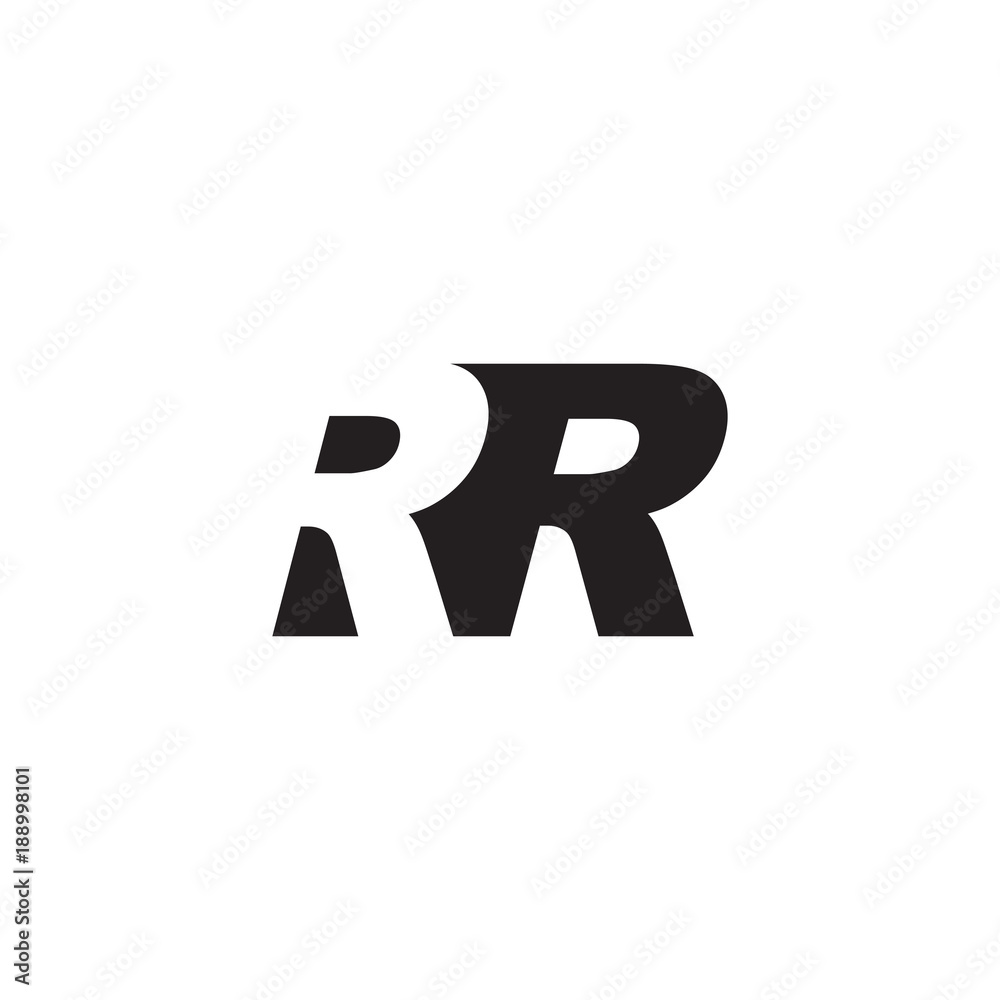 Initial letter RR, negative space logo, simple black color Stock Vector ...