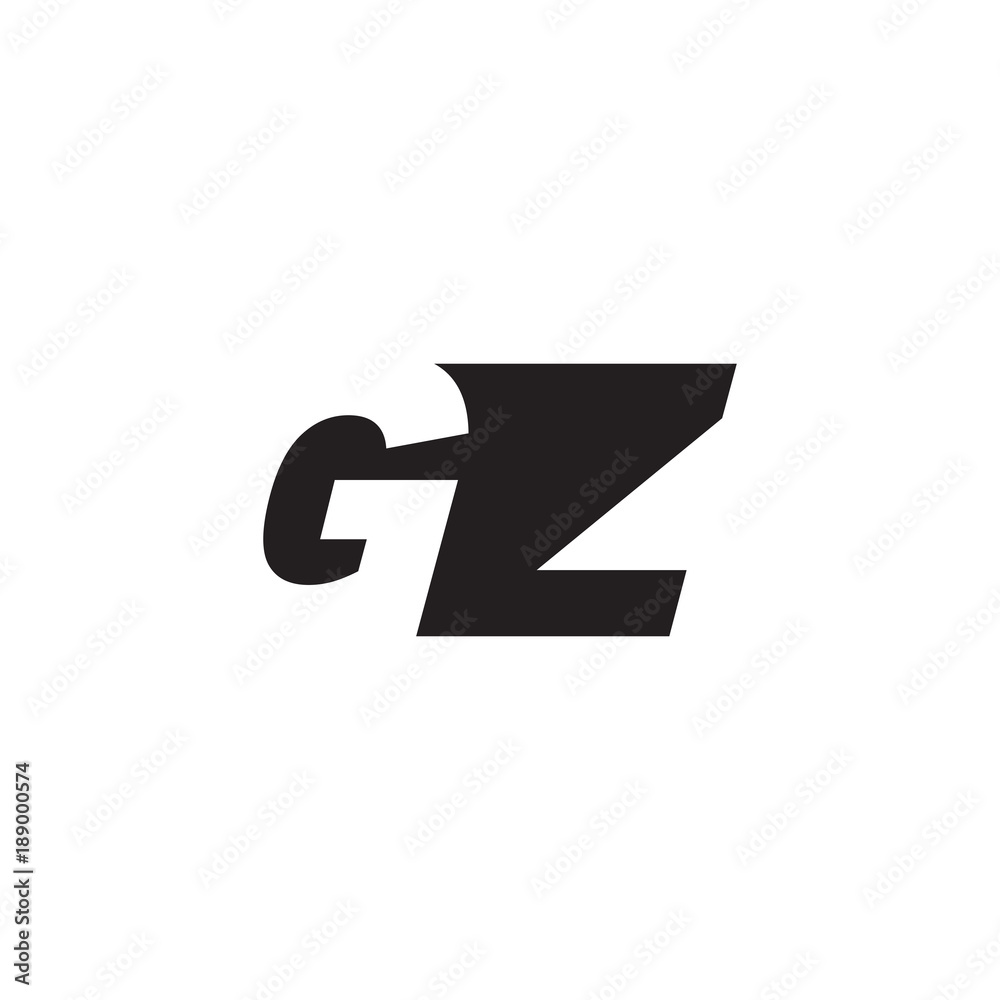 Initial letter GZ, negative space logo, simple black color Stock Vector ...