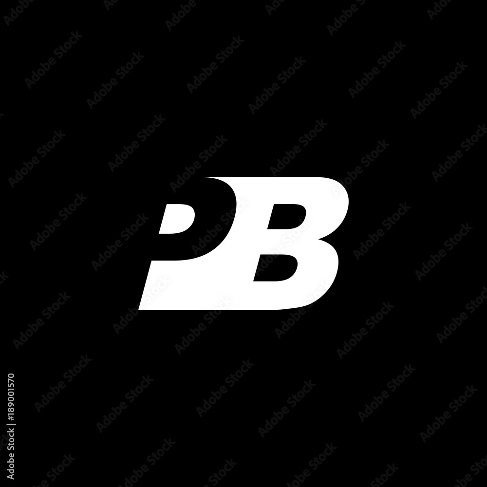 Initial letter PB, negative space logo, white on black background Stock ...