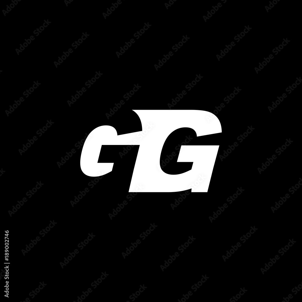 Initial letter GG, negative space logo, white on black background Stock ...
