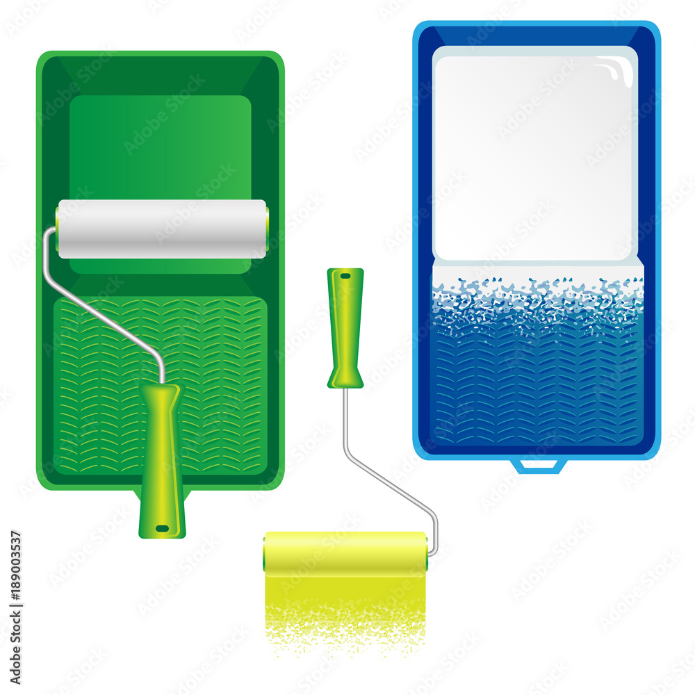 Paint roller and paint tray with ribbed roll off area for even loading ...