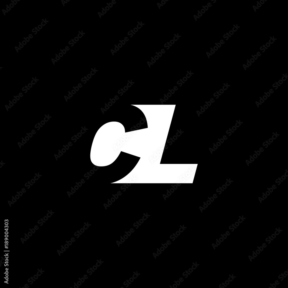 Initial letter CL, negative space logo, white on black background Stock ...