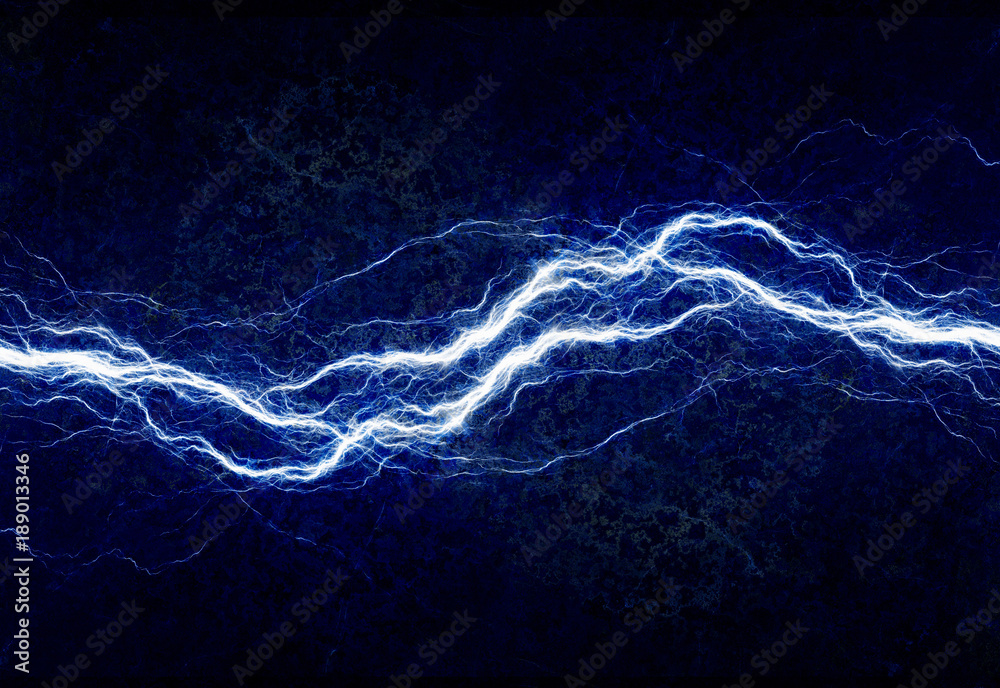 Blue electrical lightning bolt, plasma and power background Stock ...