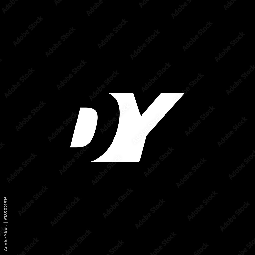 Initial letter DY, negative space logo, white on black background Stock ...