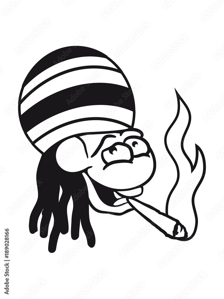 kopf gesicht raggae jamaika mütze rastalocken joint kiffen kiffer ...
