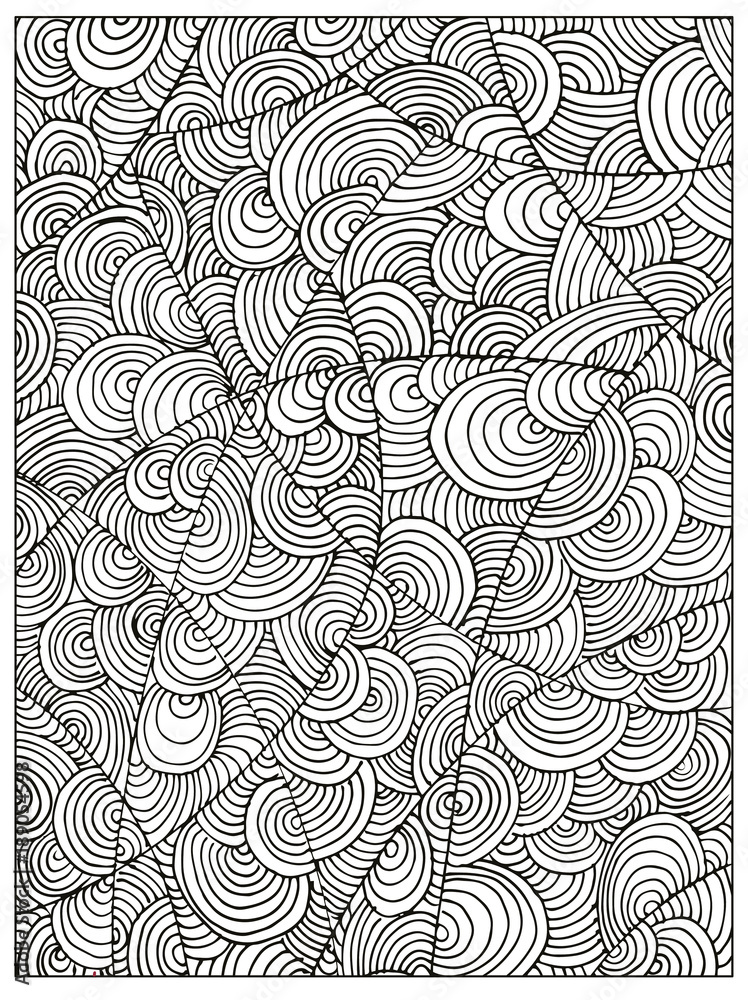Hand drawn Difficult Circle Abstract Adult Coloring book page. Can be ...