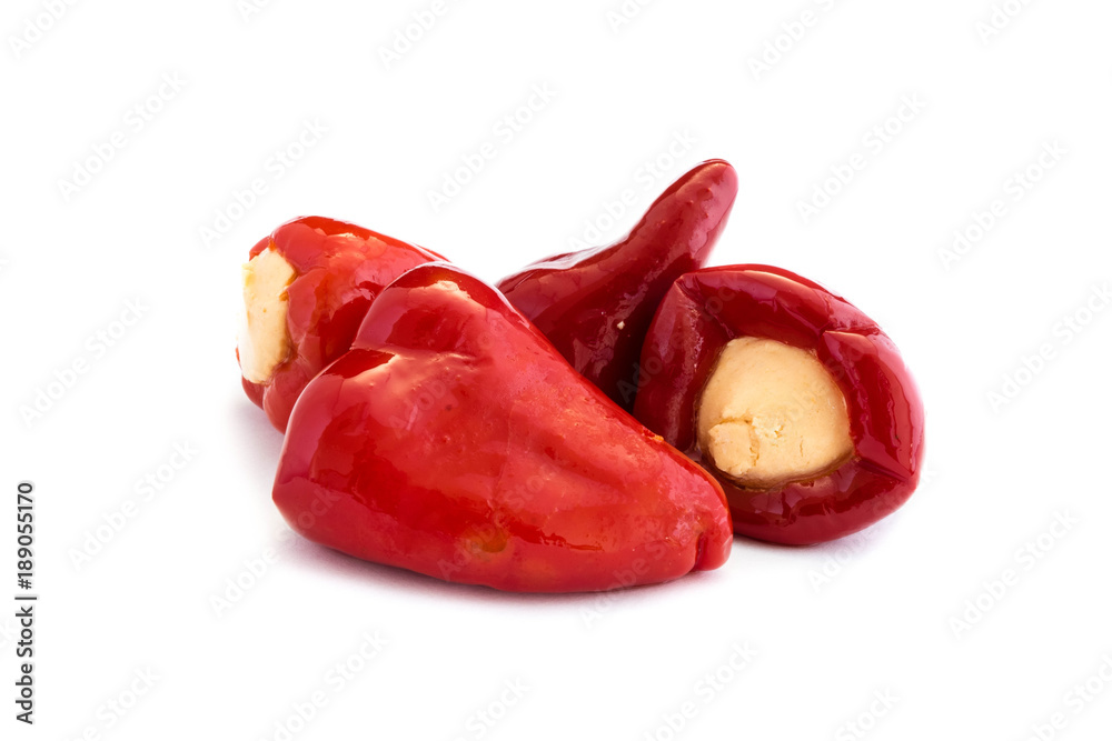 Antipasti Kirschpaprika Peperoni isoliert freigestellt auf weißen ...