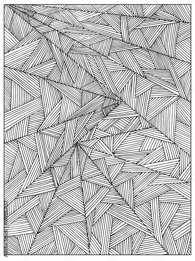 Hand drawn Uncolored Difficult Abstract Adult Coloring book page. Can ...