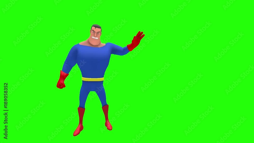 Annoyed hostile animated superhero strongman cartoon character rubs ...