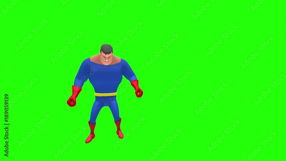 Cowering paranoid animated superhero strongman cartoon character puts ...