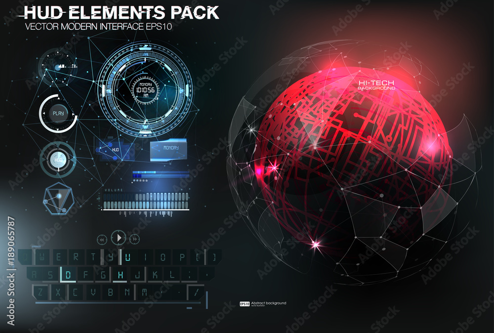 UI hud infographic interface web elements. Futuristic space thin HUD ...
