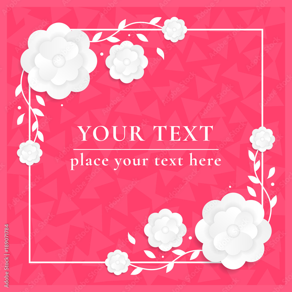 Floral Greeting card. Design concept with white paper flowers. Holiday ...