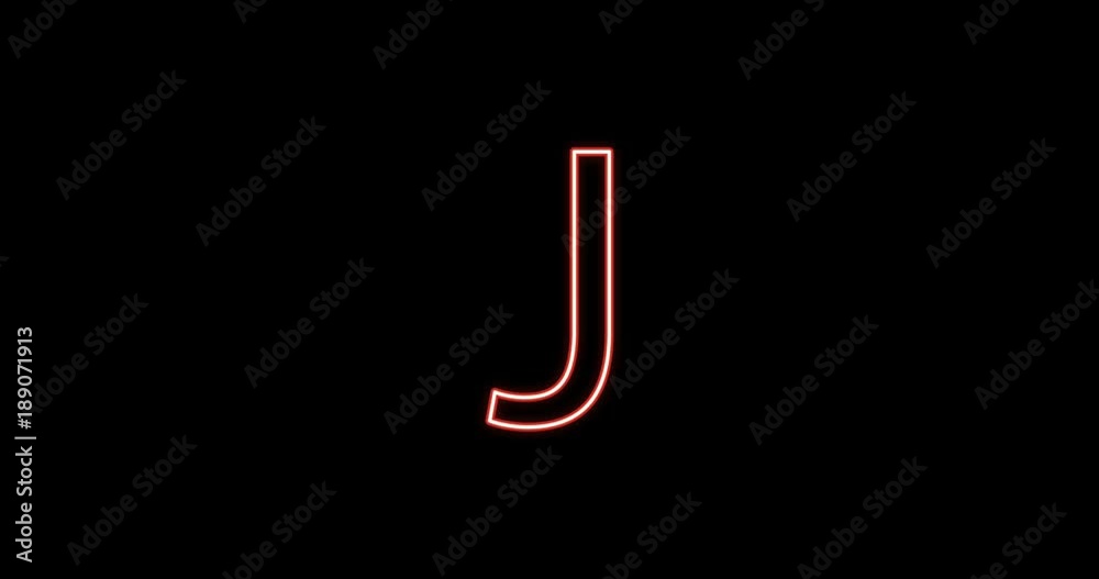 Neon Alphabet J letter Red Light Icon, Background with motion of A ...
