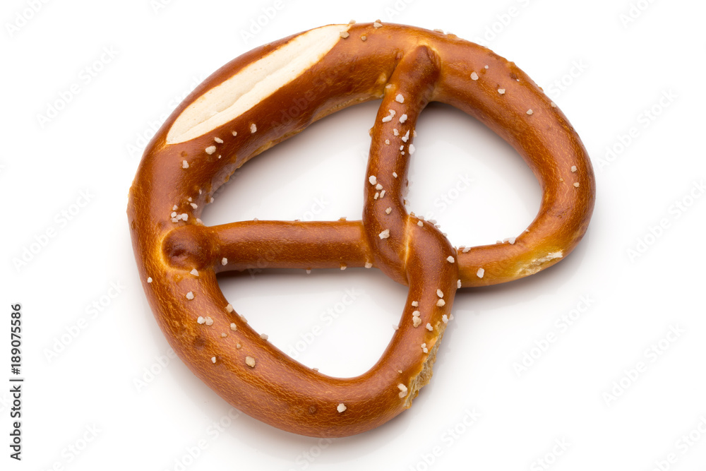 Pretzel isolated on white. Fresh fragrant brezel top view. Stock Photo ...