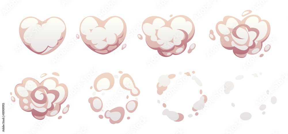 cloud burst sprites for animation Stock Vector | Adobe Stock