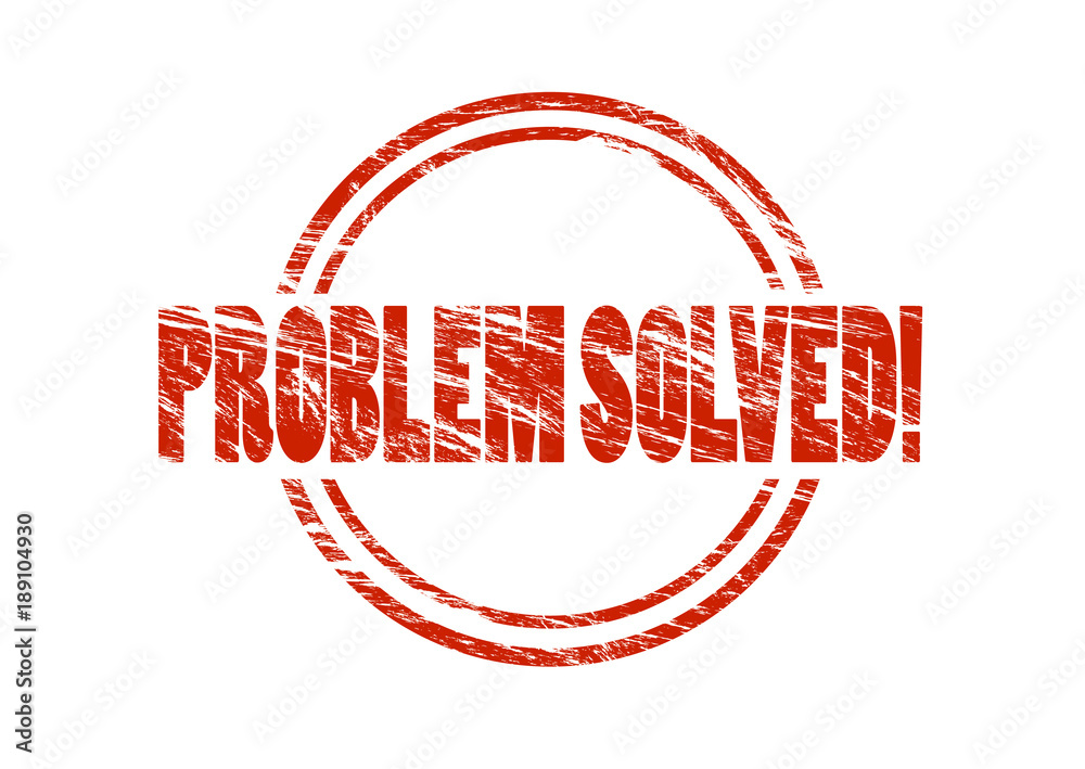 problem solved! vintage red rubber stamp isolated on white background ...