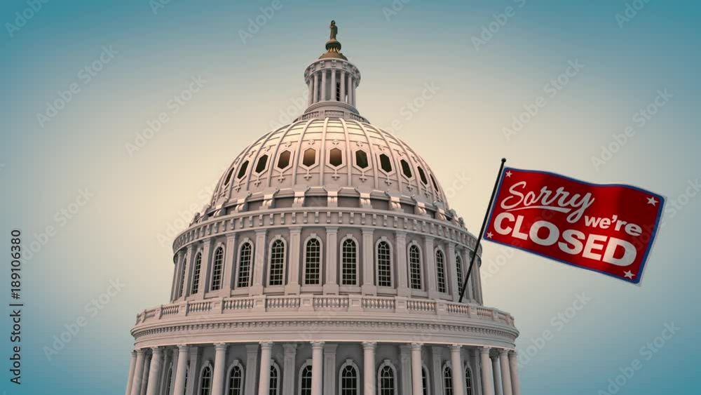 Capital Building with Closed Flag Animation. animation of the top of ...