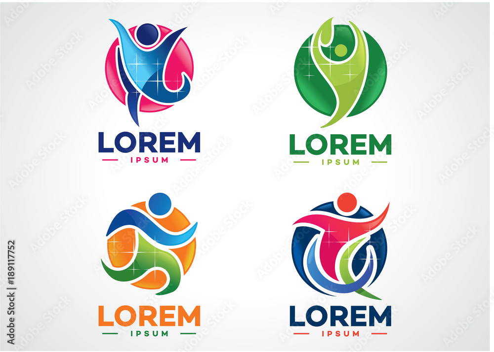 People Fun Logo Set Template Design Vector, Emblem, Design Concept ...