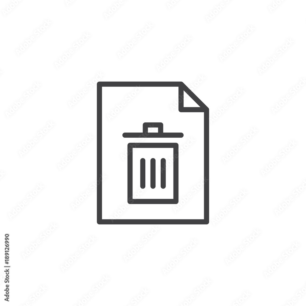 Delete file line icon, outline vector sign, linear style pictogram ...