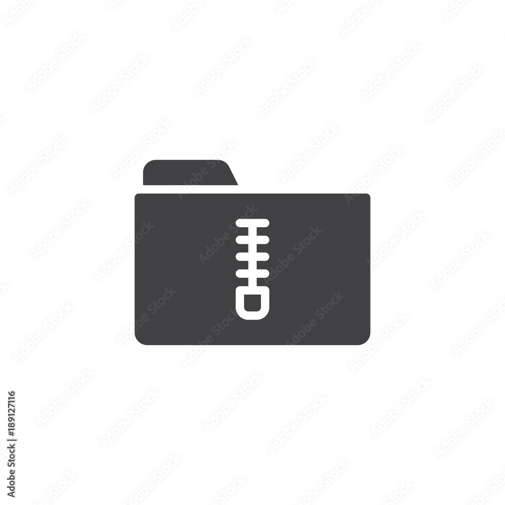 zip folder icon vector, filled flat sign, solid pictogram isolated on ...