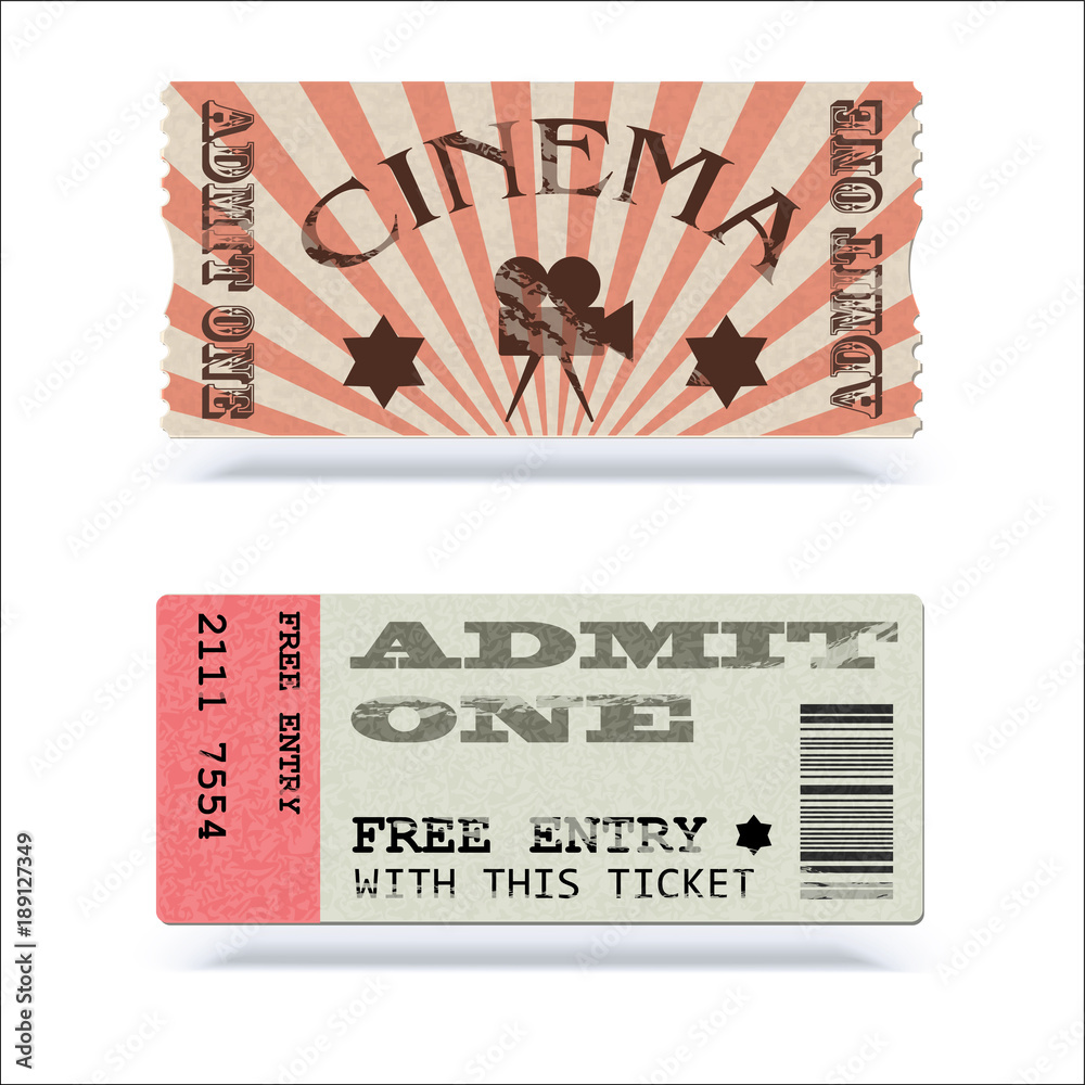 Retro cinema tickets or event. Shape with texture effect and vintage ...