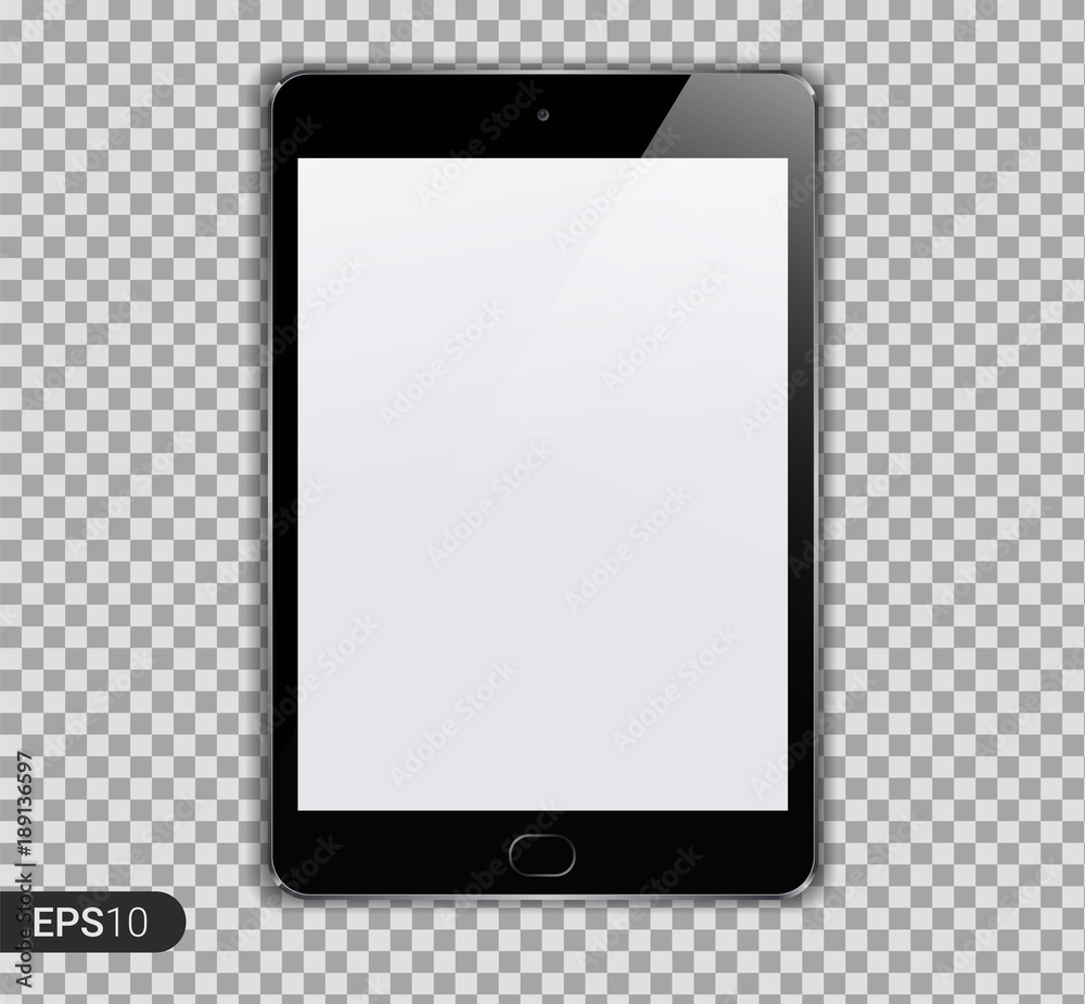 New Realistic Tablet PC Computer with Transparent Screen Isolated on ...