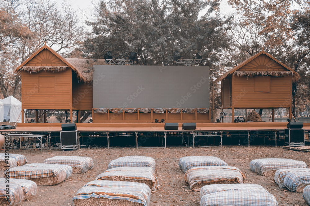 Outdoor stages / Empty outdoor stages prepare for festival. Stock Photo ...