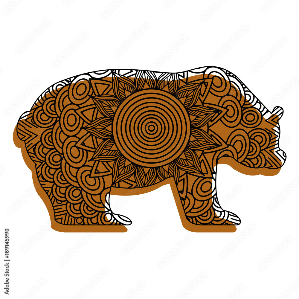 hand drawn for adult coloring pages with bear zentangle vector ...