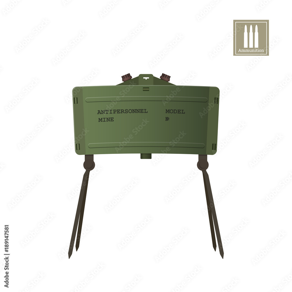 Detailed realistic image of antipersonnel mine. Army explosive. Weapon ...