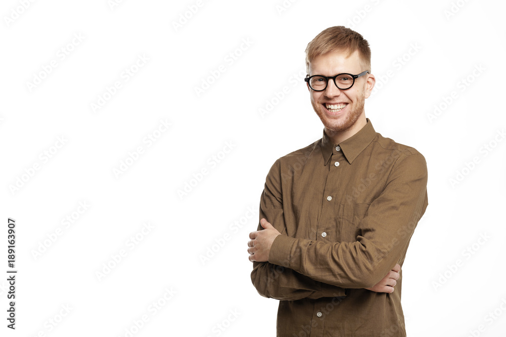 Self-confidence, joy, happiness and success concept. Portrait of ...