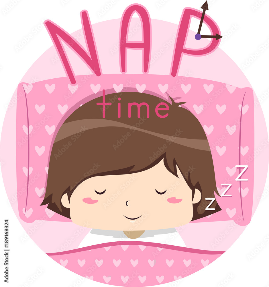 Kid Girl Nap Time Illustration Stock Vector | Adobe Stock