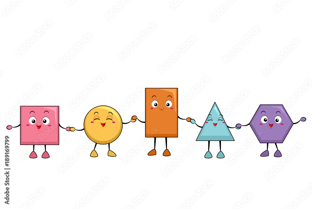 Basic Shapes Mascots Illustration Stock Vector | Adobe Stock