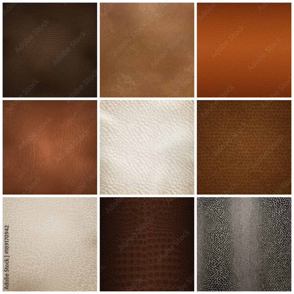 Leather Texture Samples Realistic Set Stock Vector | Adobe Stock