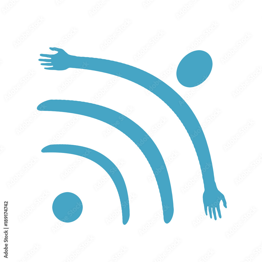 isolated wi fi symbol with flying human figure Stock Illustration ...