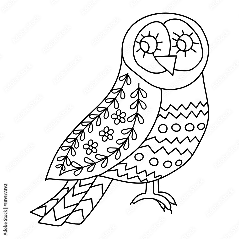 Coloring book or pages for adults. Illustration birds with flowers in a ...