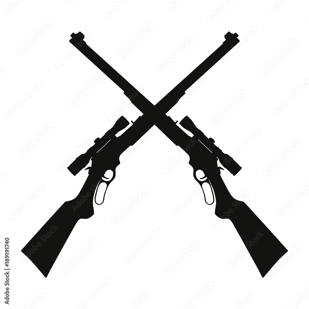 Crossed sniper rifle guns Stock Vector | Adobe Stock