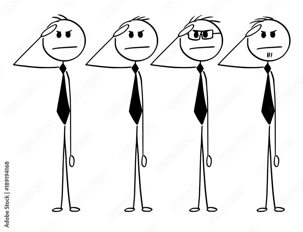 Cartoon stick man drawing conceptual illustration of business team ...