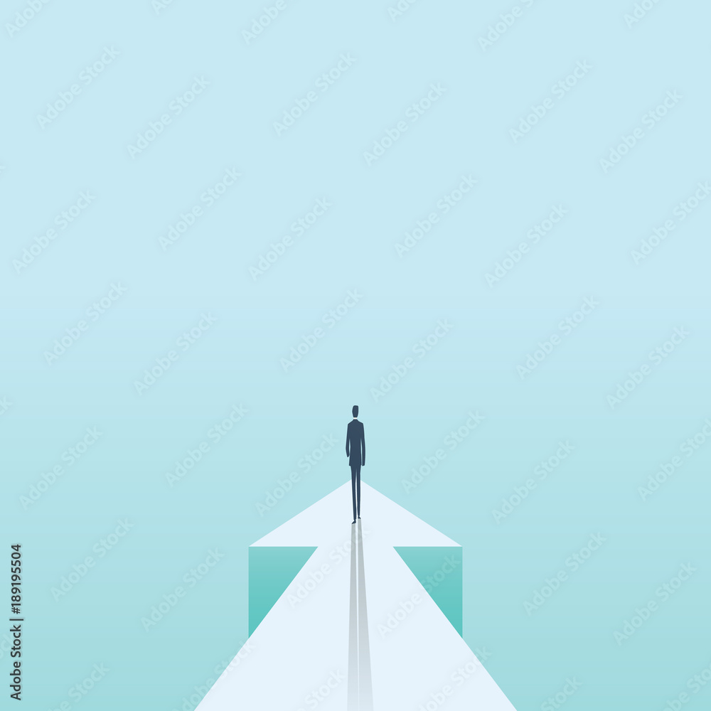 Business future and progress vector concept. Businessman walking ...